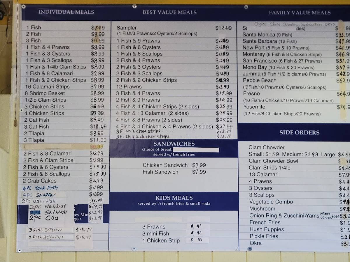 Menu at West Coast Fish N' Chips restaurant, Fresno, N Fresno St