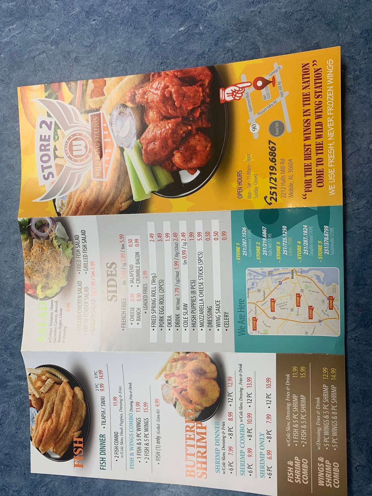 Menu at Wild Wing Station restaurant, Mobile, Halls Mill Rd