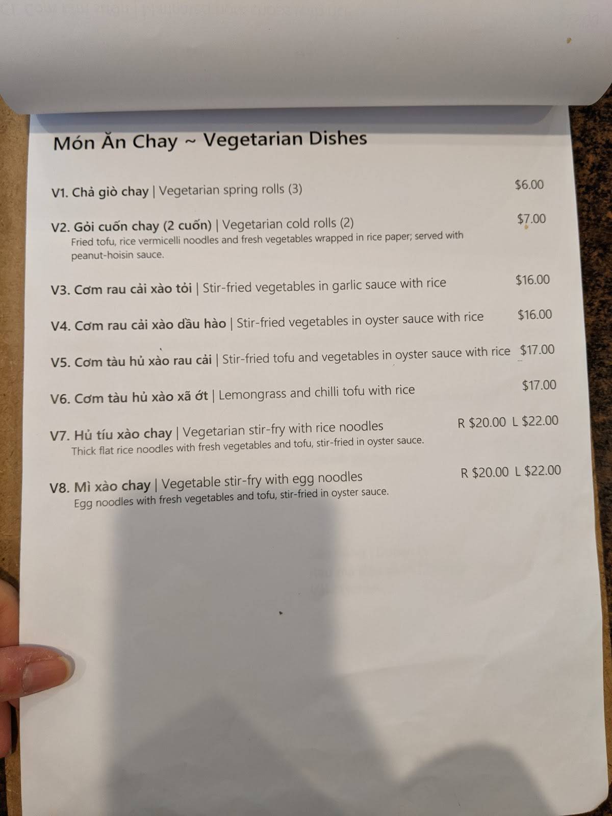 Menu at Yen Linh restaurant, Croydon Park, 131 Days Rd