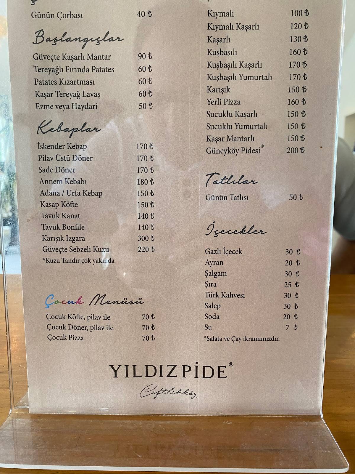 Menu at Yıldız 2 Pide - Kebap - İskender, Çiftlikköy, Yalova izmit ...