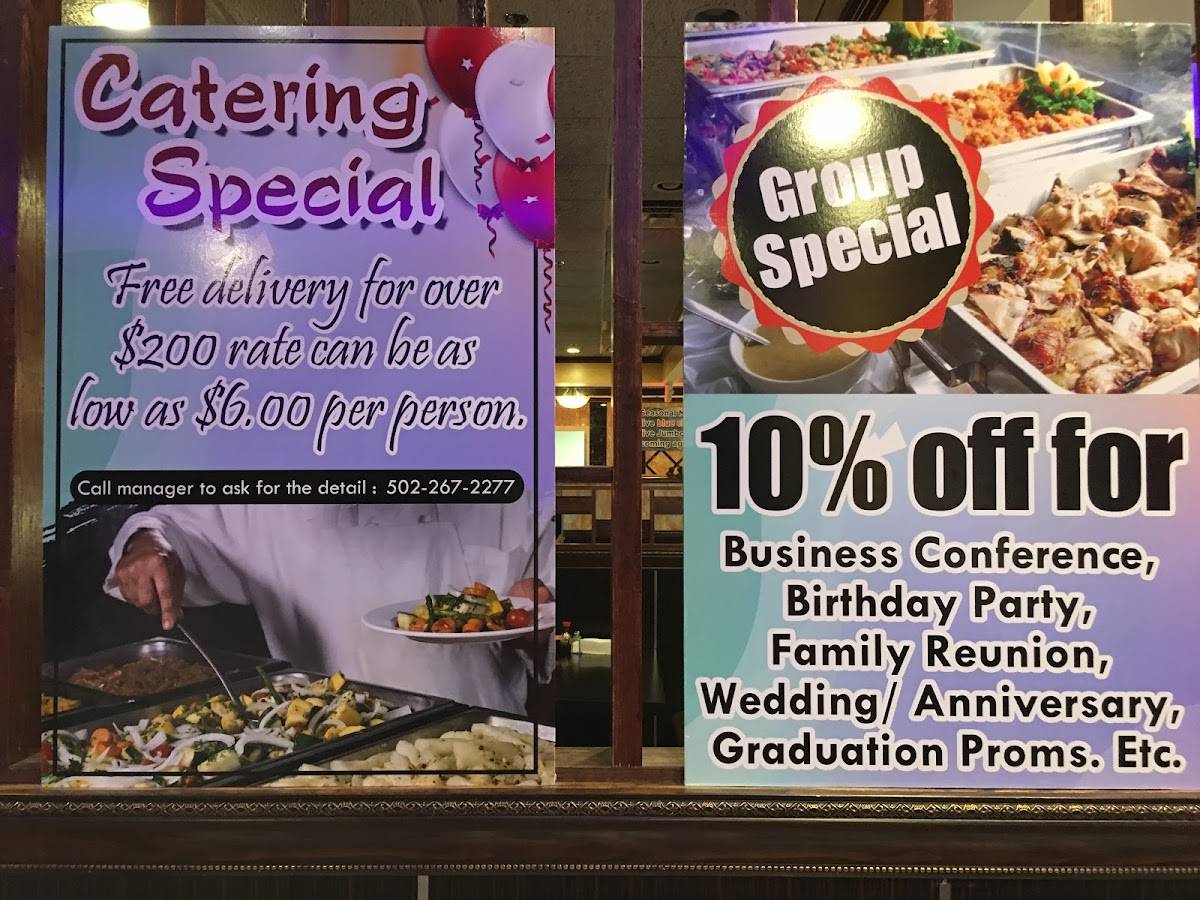 Menu at Yoki Buffet restaurant, Louisville