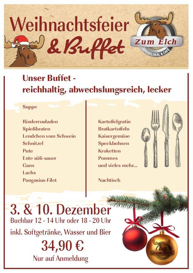 Speisekarte von Zum Elch restaurant, Garrel