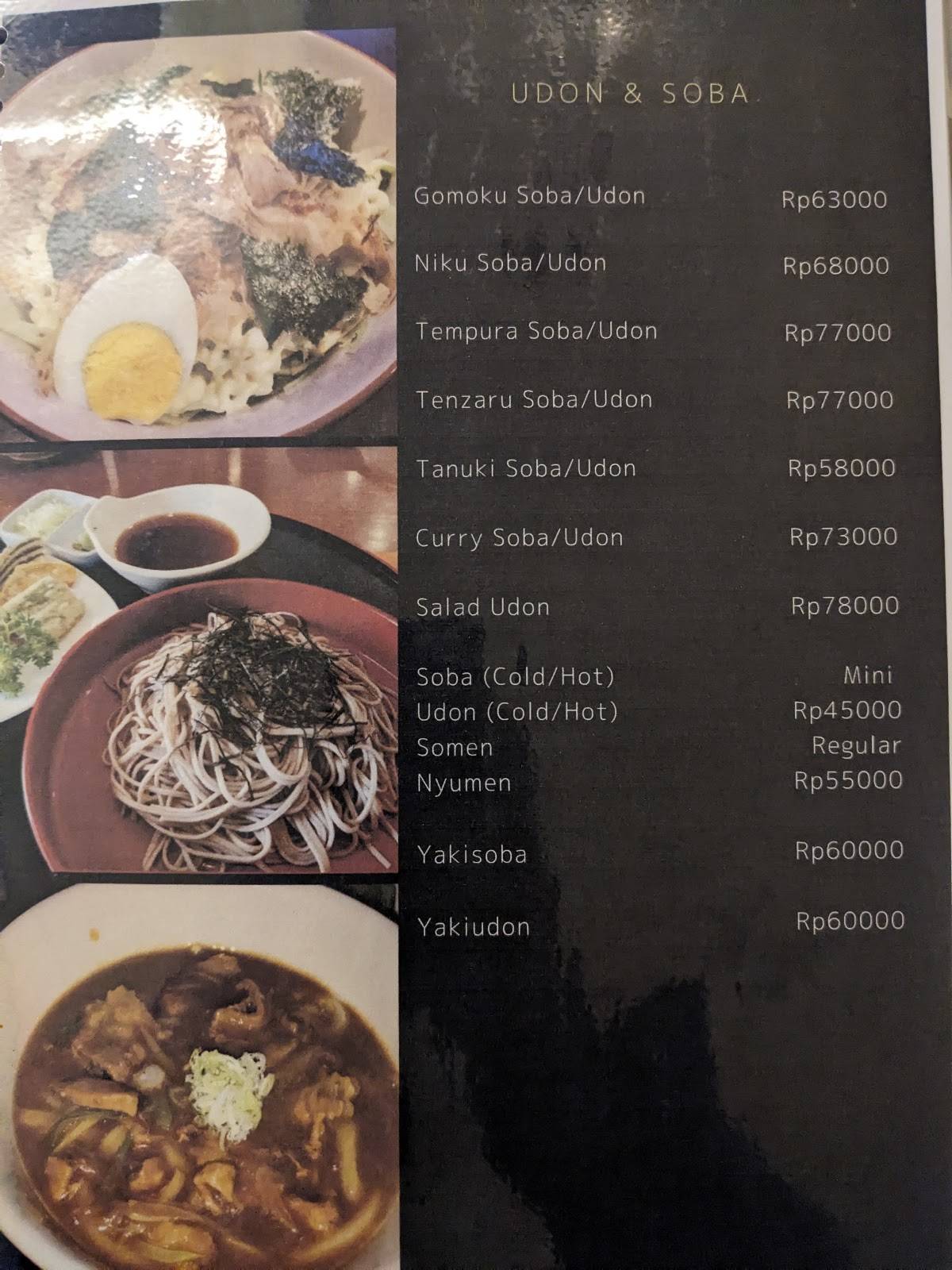 Menu at japanese restaurant jurojin, Karawang