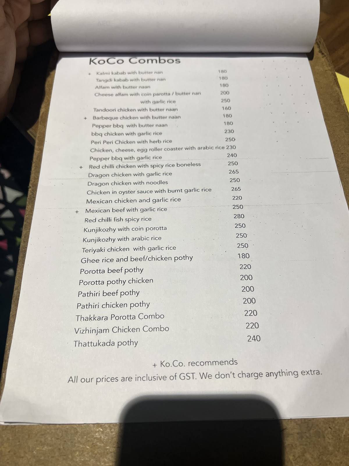 Menu at ko.co. kottayam company, Kottayam