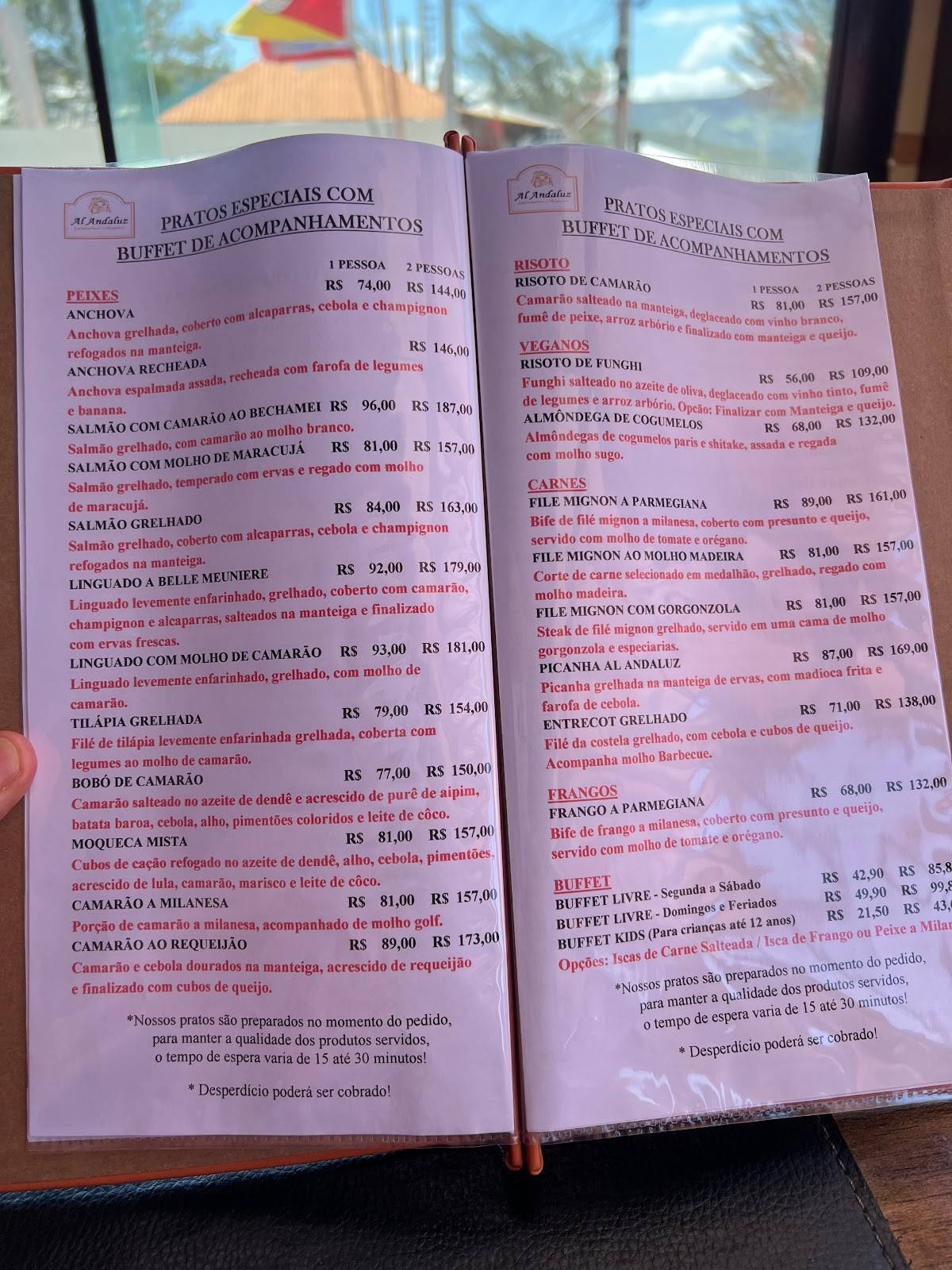 Carta de Restaurante Algarve, Garopaba