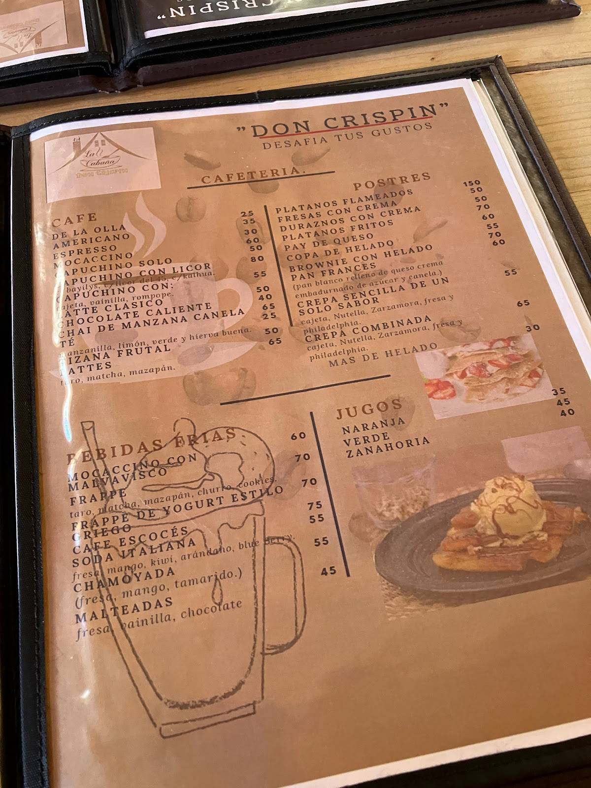 Carta de Restaurante "Don Crispin", Amecameca