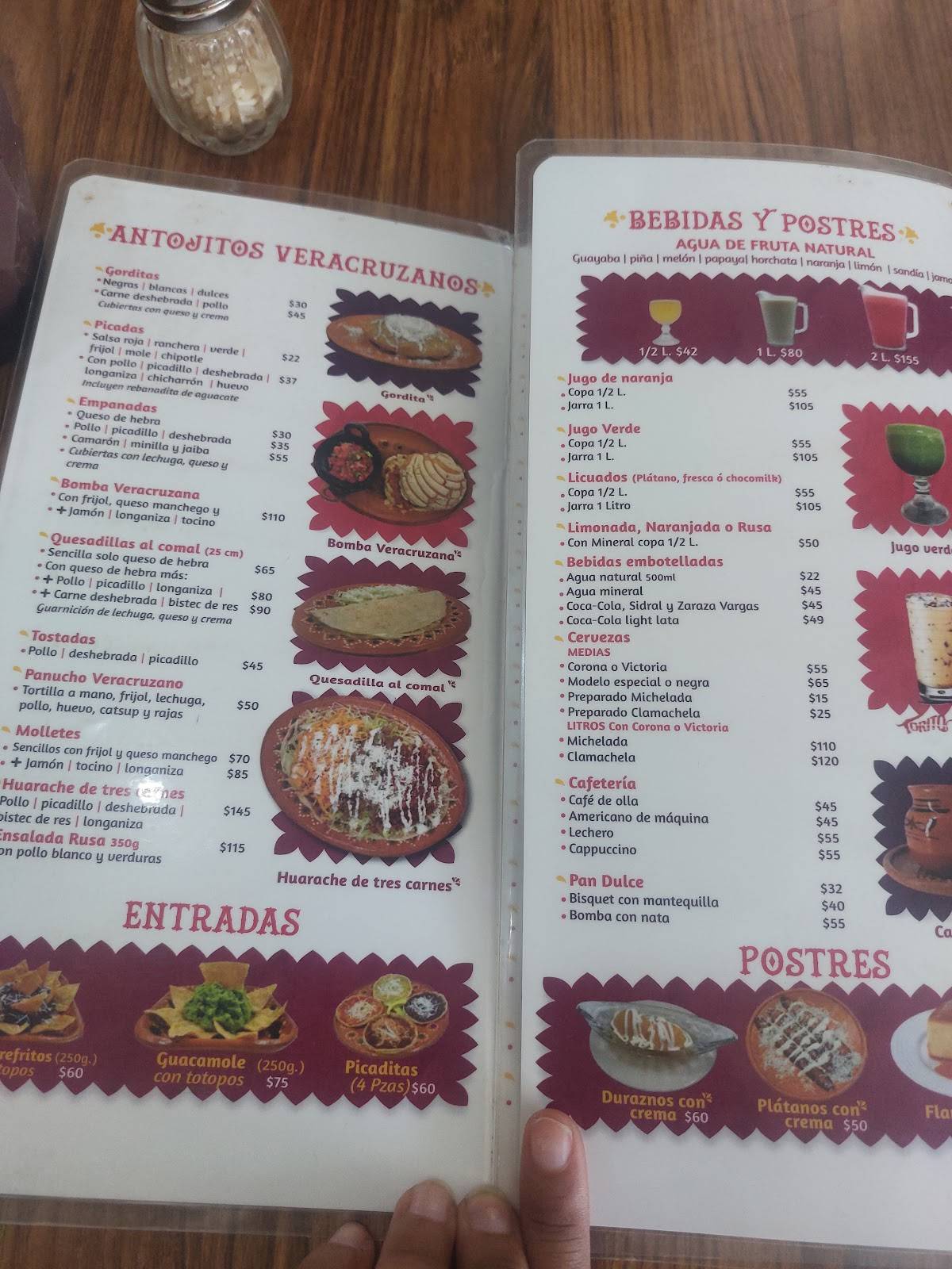 Carta de Restaurante El Maná, Boca del Río, Av. Independencia 130
