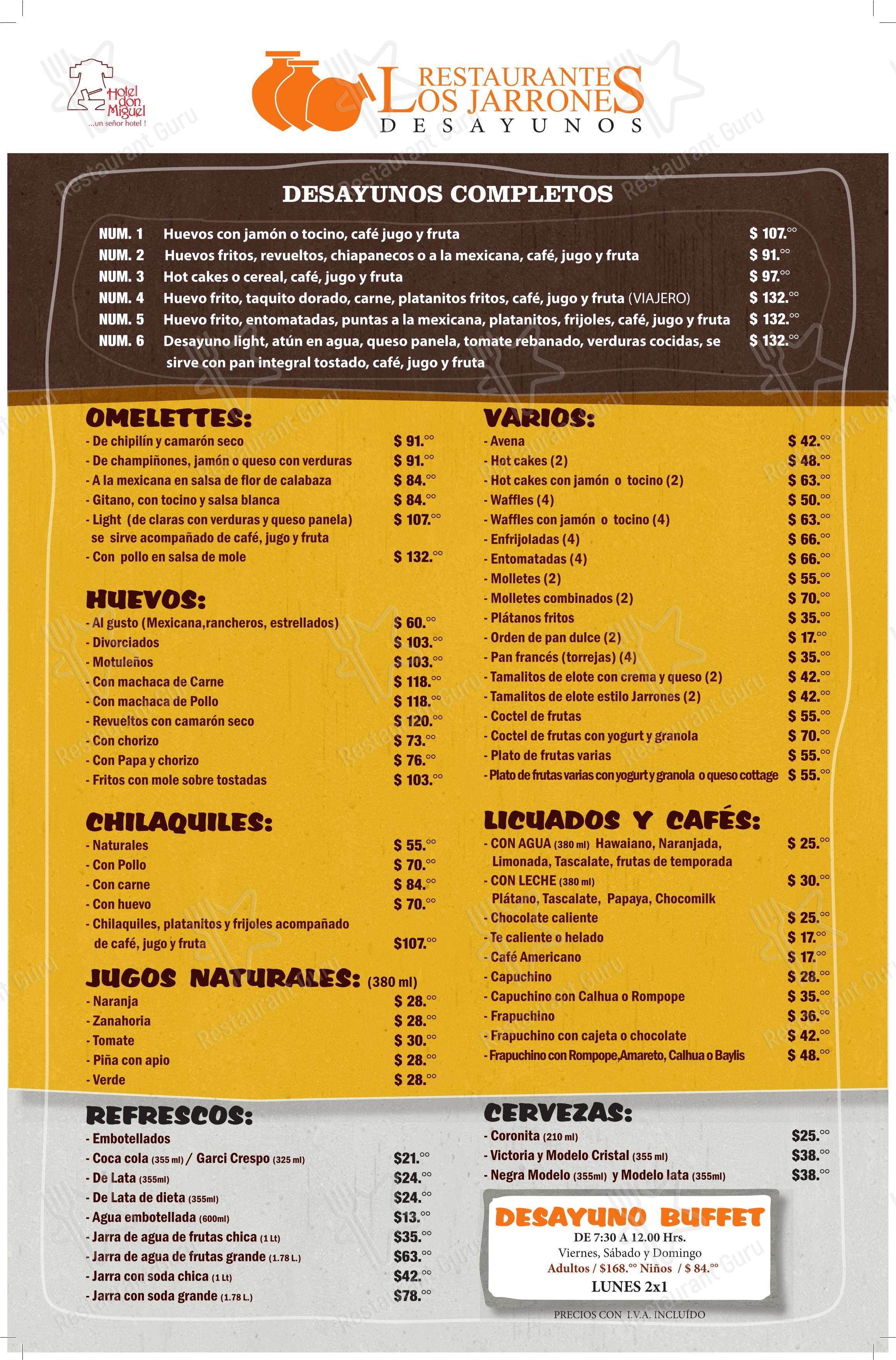Carta de Restaurante Los Jarrones, Tapachula de Córdova y Ordoñez ...