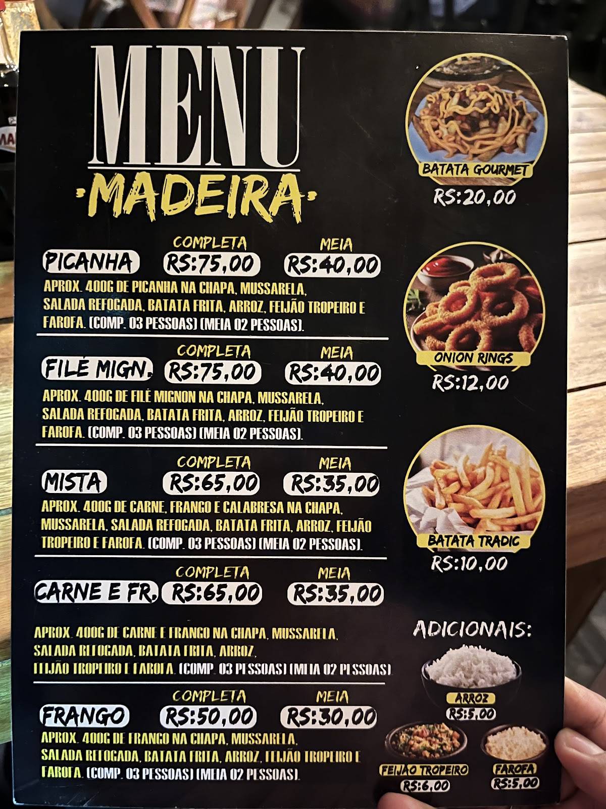 Menu em Restaurante Madeira, Castanhal