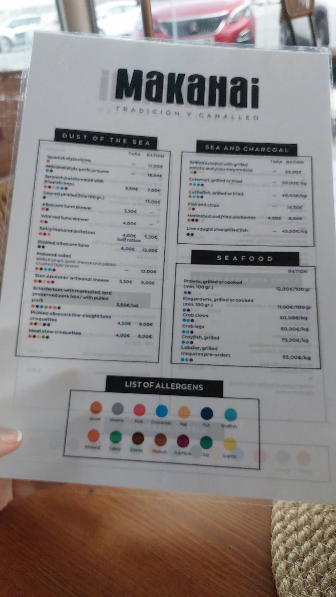Menu at Restaurante Makanai, Rota