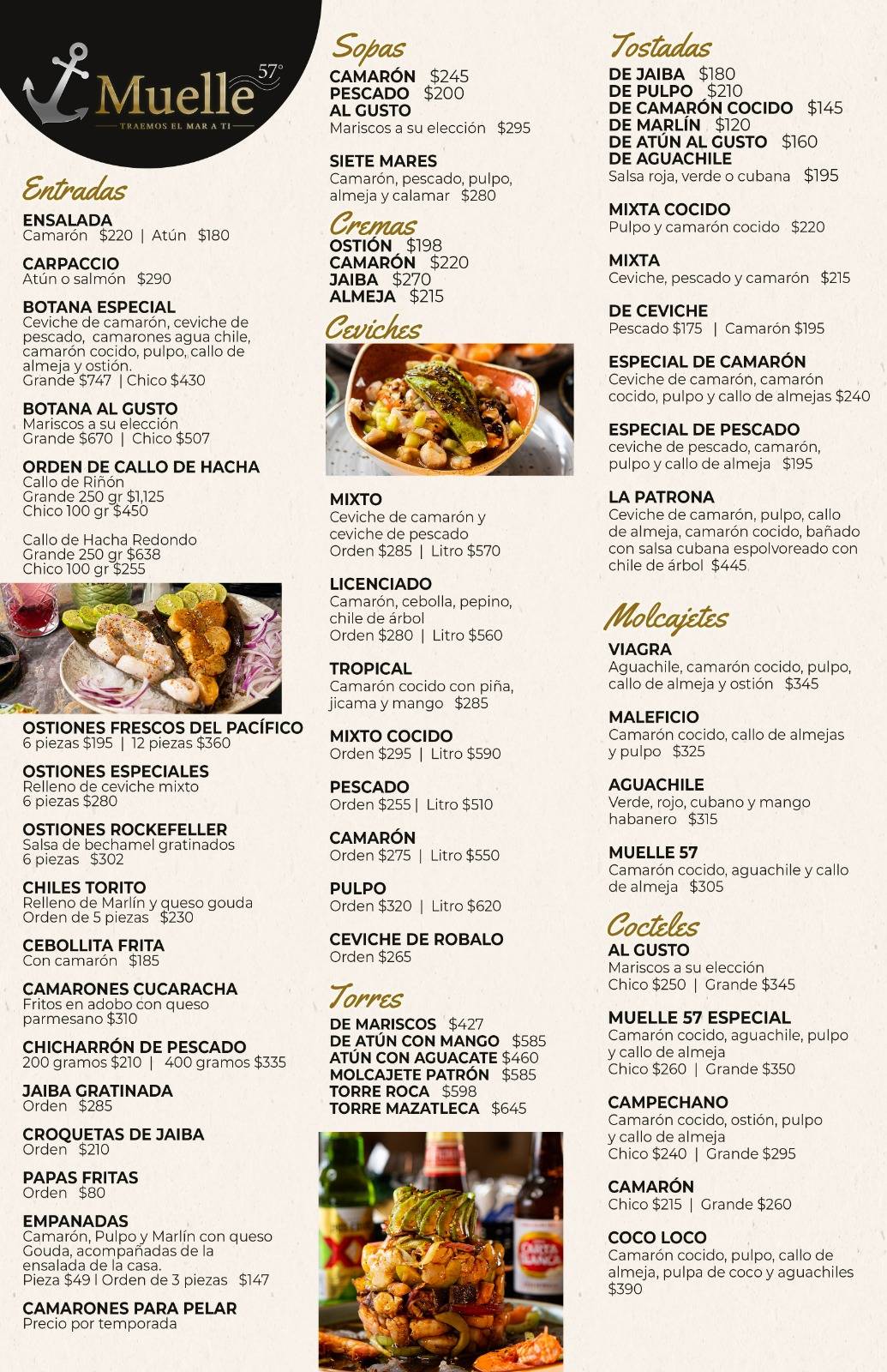 Menu at Restaurante Muelle 57, Reynosa