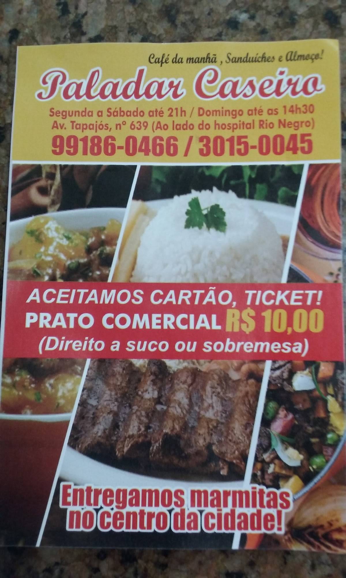 Menu em Restaurante Paladar Caseiro, Manaus, R. Tapajós