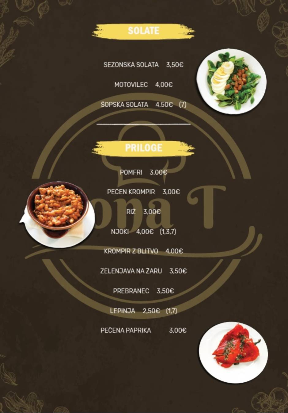 Menu at Restavracija CONA restaurant, Trzin