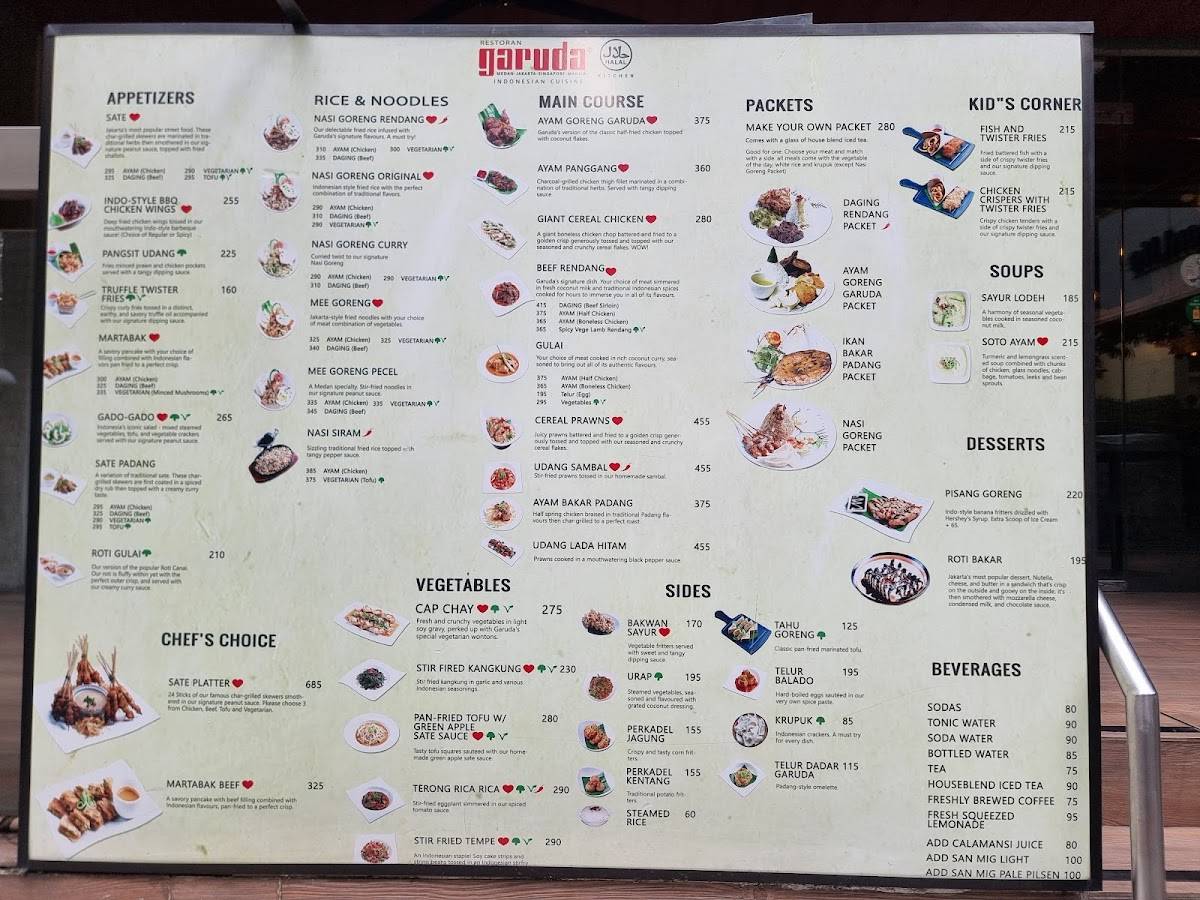 Menu at Restoran Garuda restaurant, Makati, Ground Floor