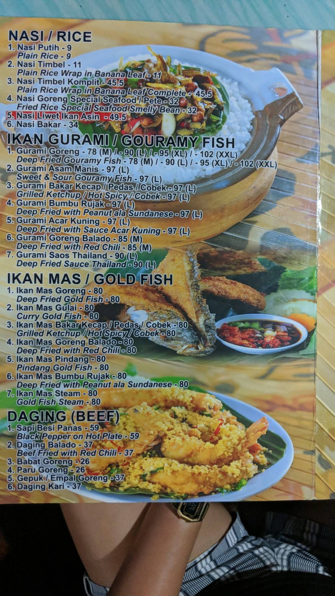 Menu at Restoran Pondok Batam Kuring restaurant, Batam