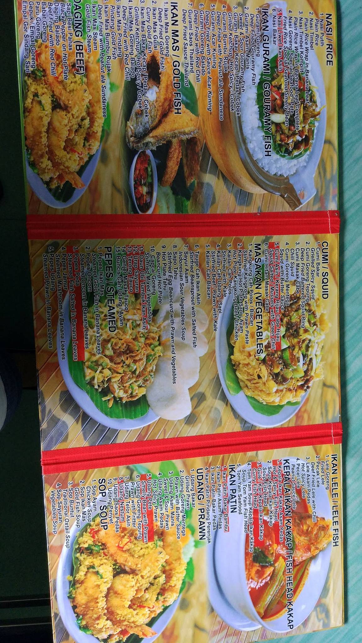 Menu at Restoran Pondok Batam Kuring restaurant, Batam