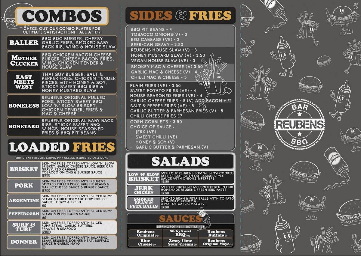 Menu at Reubens 46 restaurant, Congleton
