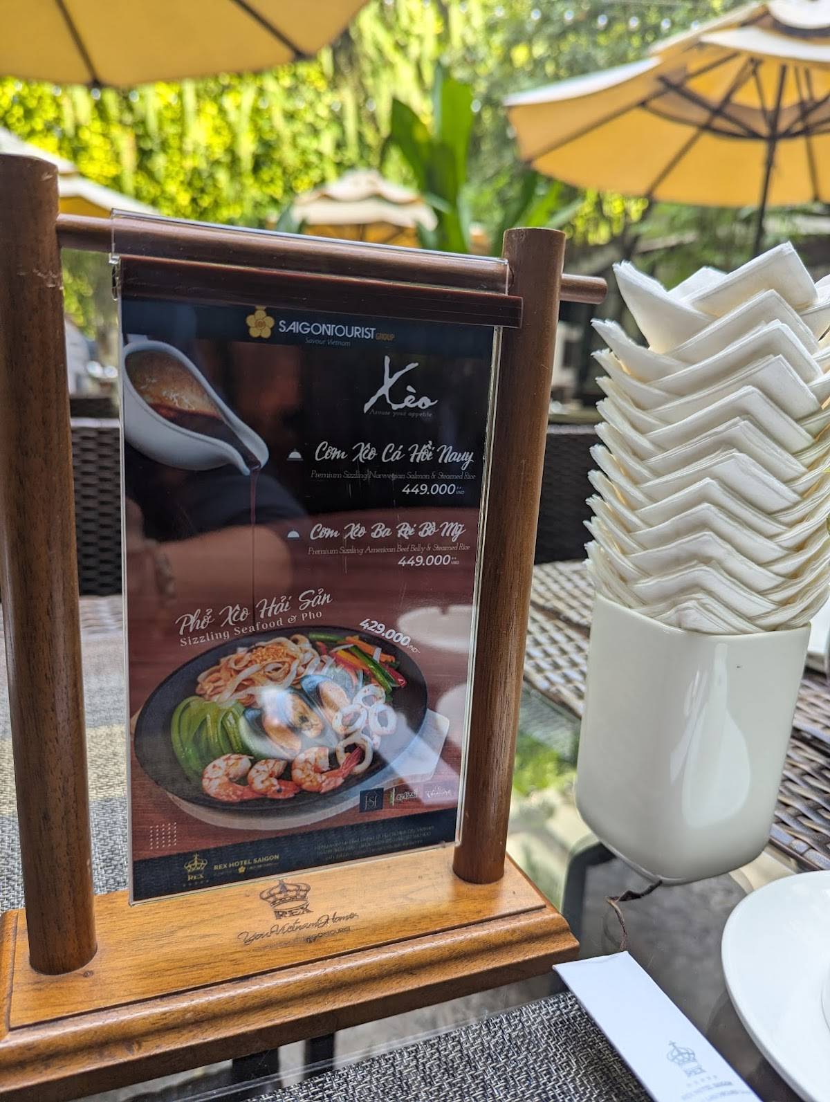 Menu at Rex Hotel Garden Bar, Ho Chi Minh City
