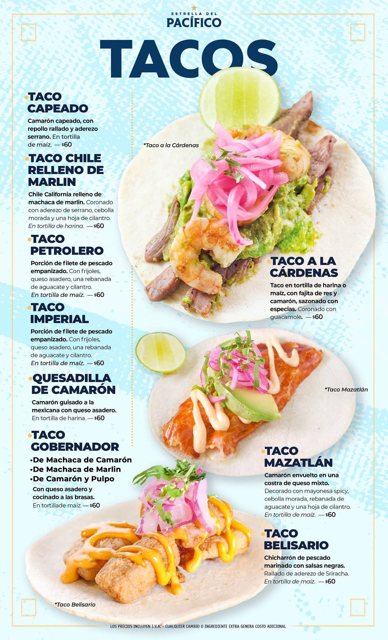 Menu at La Estrella del Pacifico restaurant, Reynosa