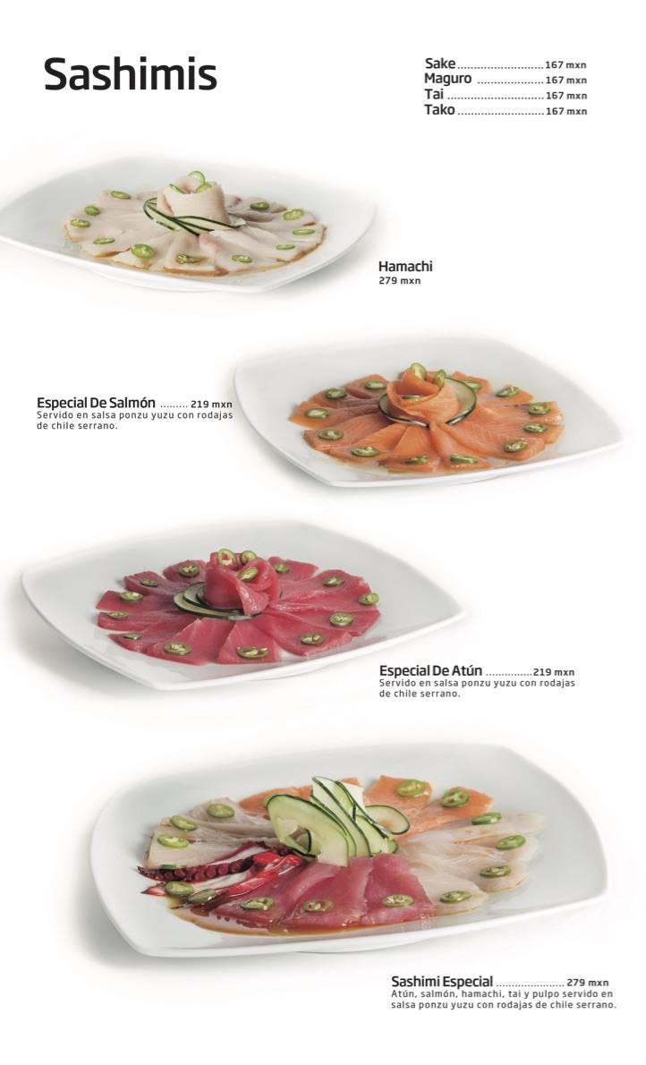 Menu at Nikkori restaurant, Reynosa