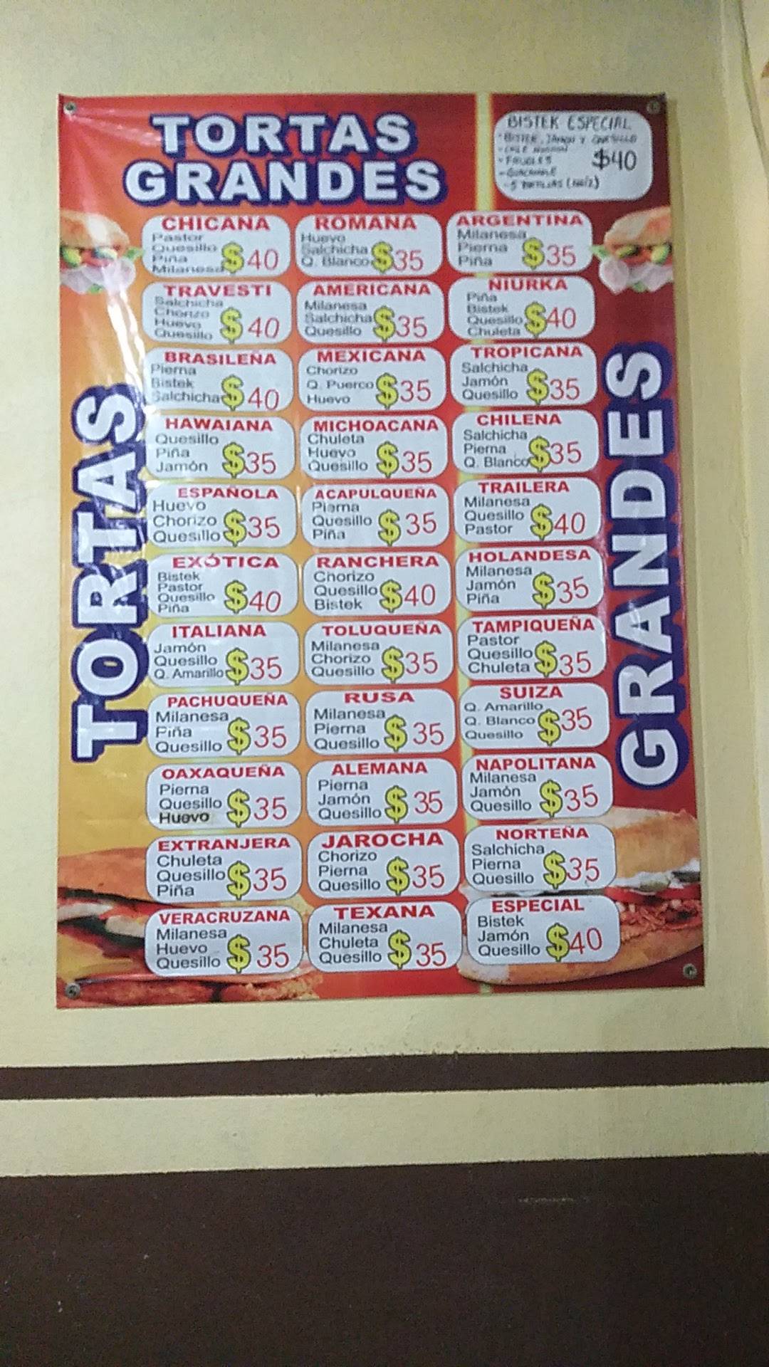 Carta del restaurante Ricas Tortas ENAP, Mexico