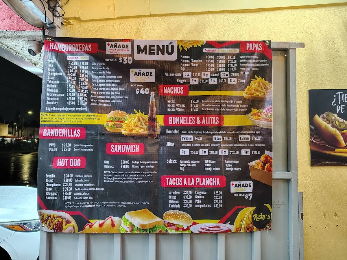 Menu at Richi's restaurant, Mexico City