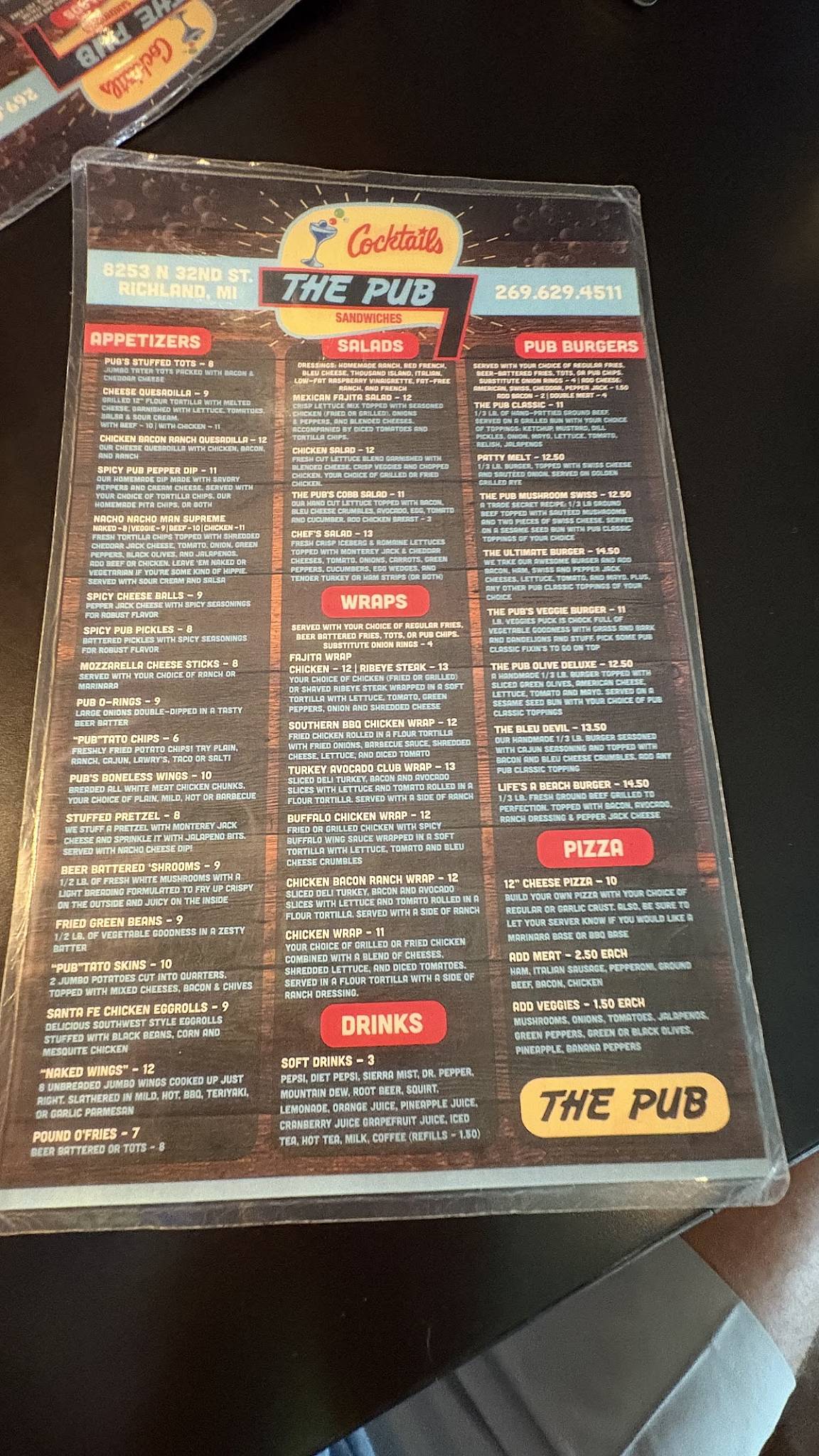 Menu at The Richland Pub, Richland, N 32nd St