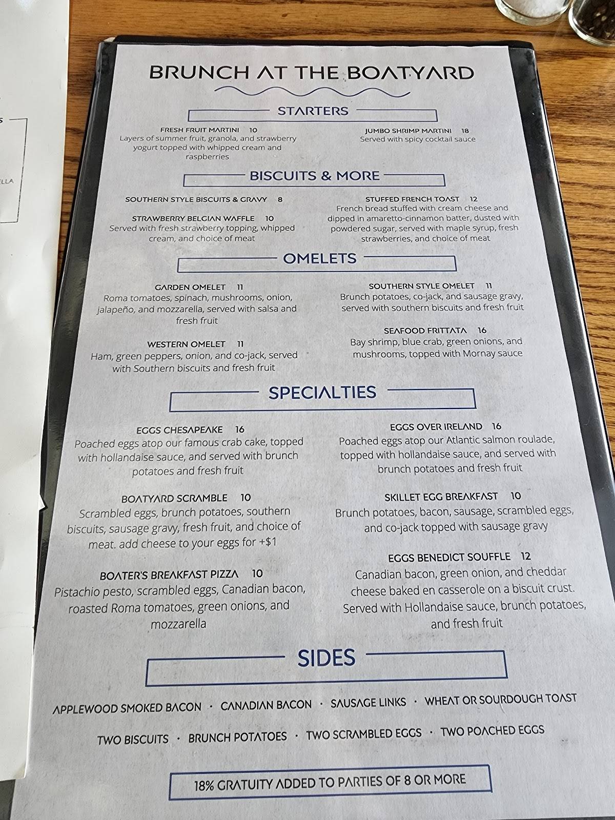 Menu at Rick's Café Boatyard pub & bar, Indianapolis