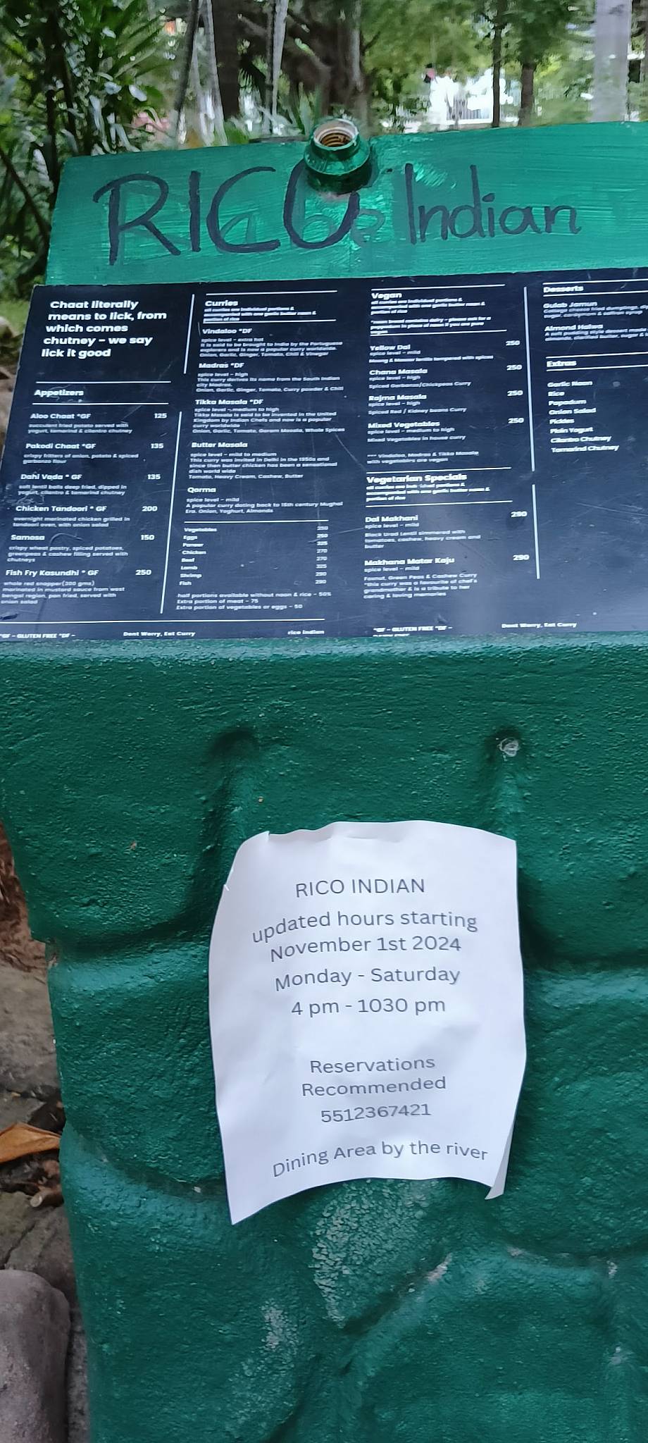 Menu at Rico Indian restaurant, Puerto Vallarta, Aquiles Serdan 437