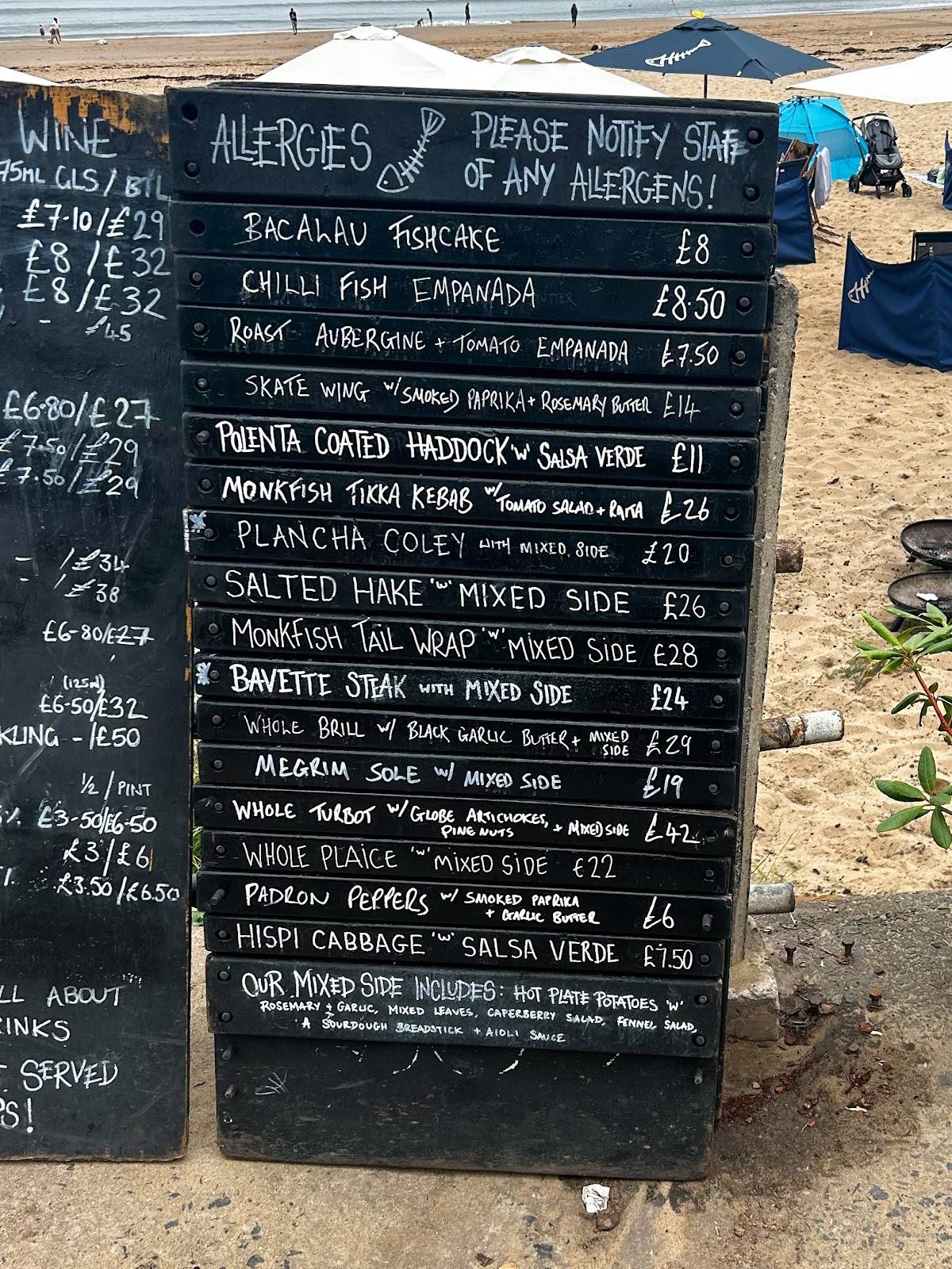 Menu at Riley's Fish Shack restaurant, Tynemouth