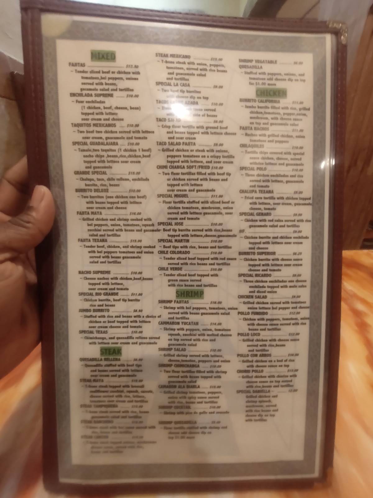 Menu at Rio Grande restaurant, Nitro, 503 1st Ave S