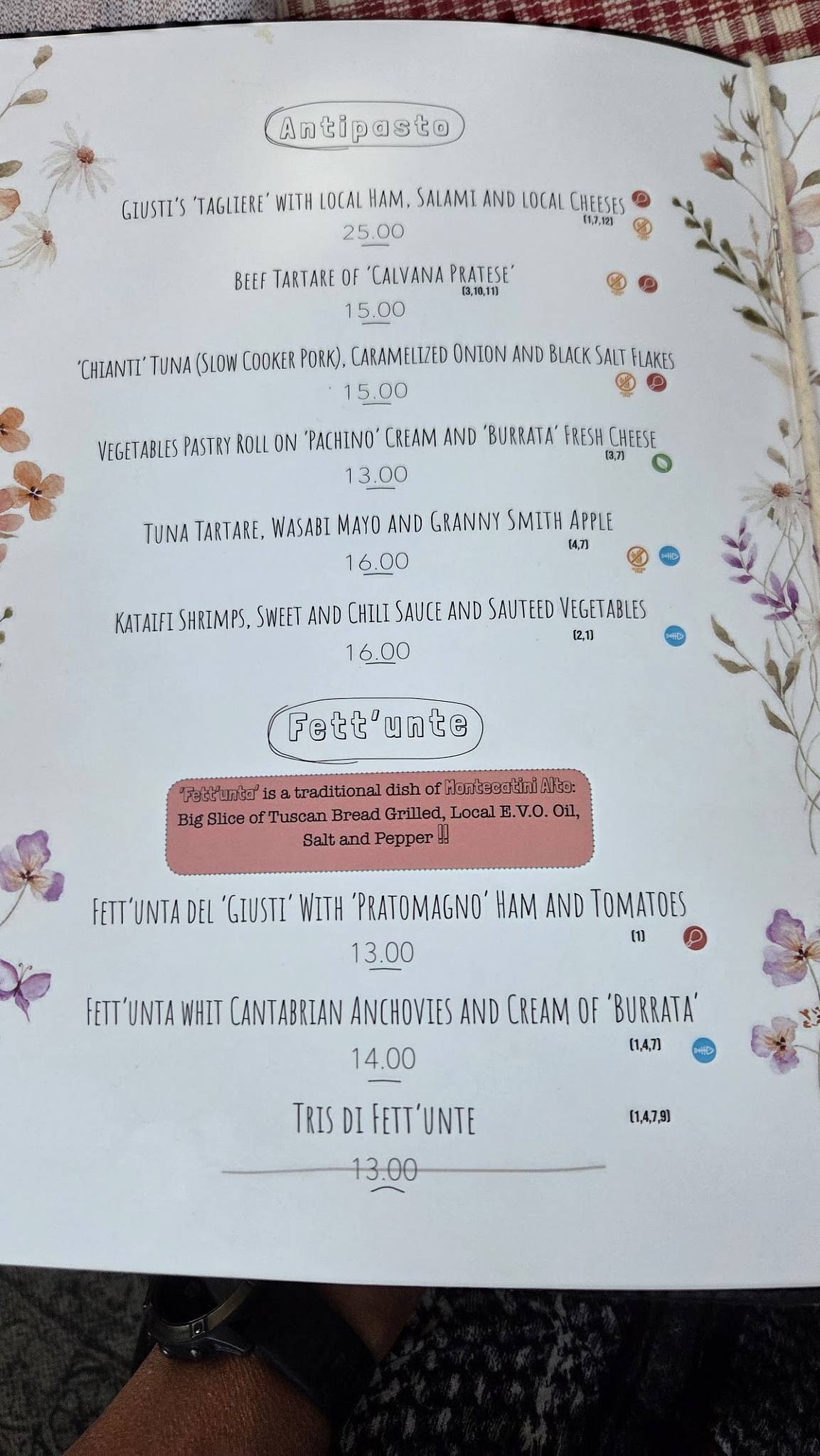 Menu at Ristorante 'Caffè Giusti' dal 1898, Montecatini Terme