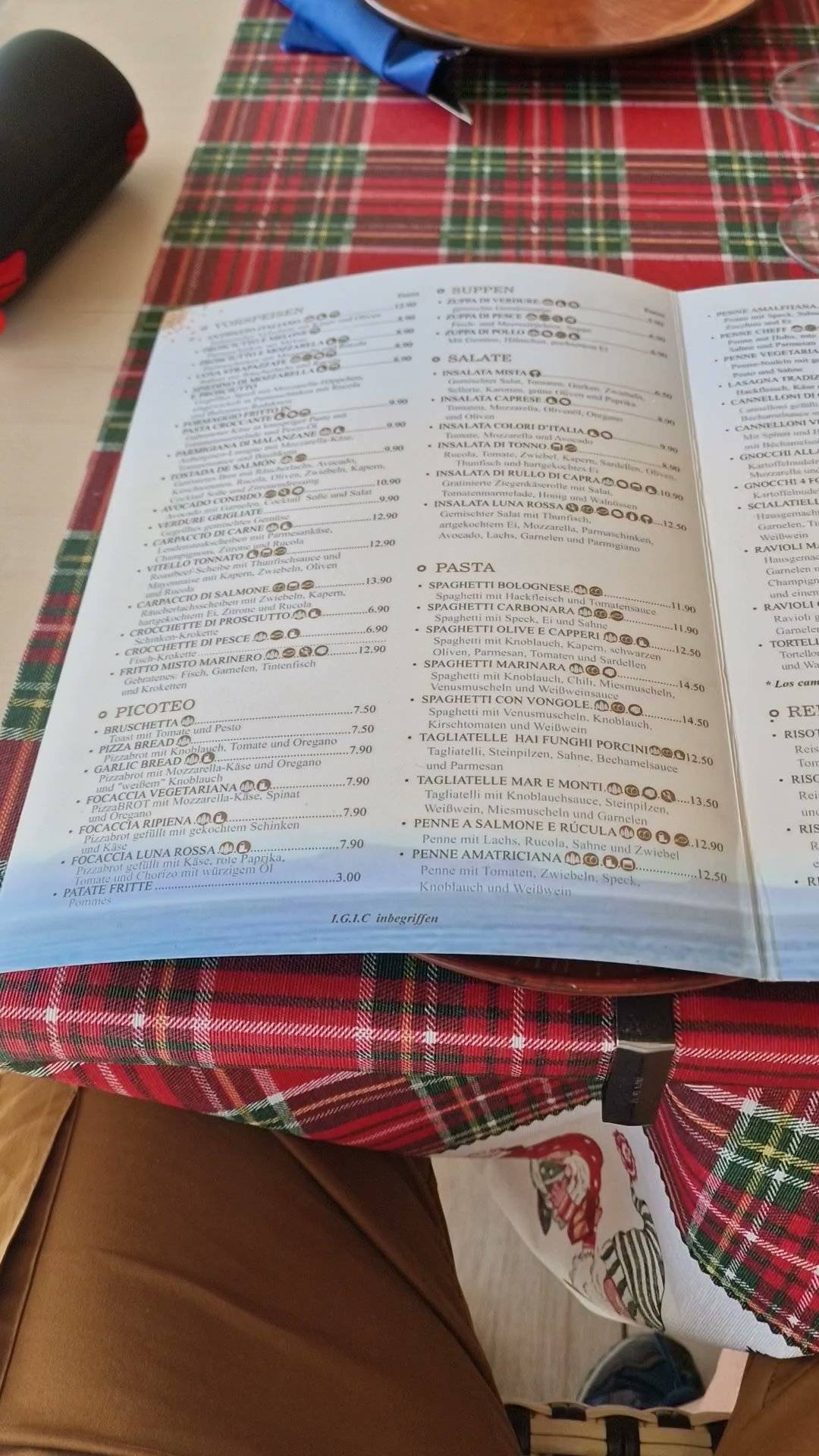 Menu at Ristorante Italiano Luna Rossa restaurant, Playa Blanca