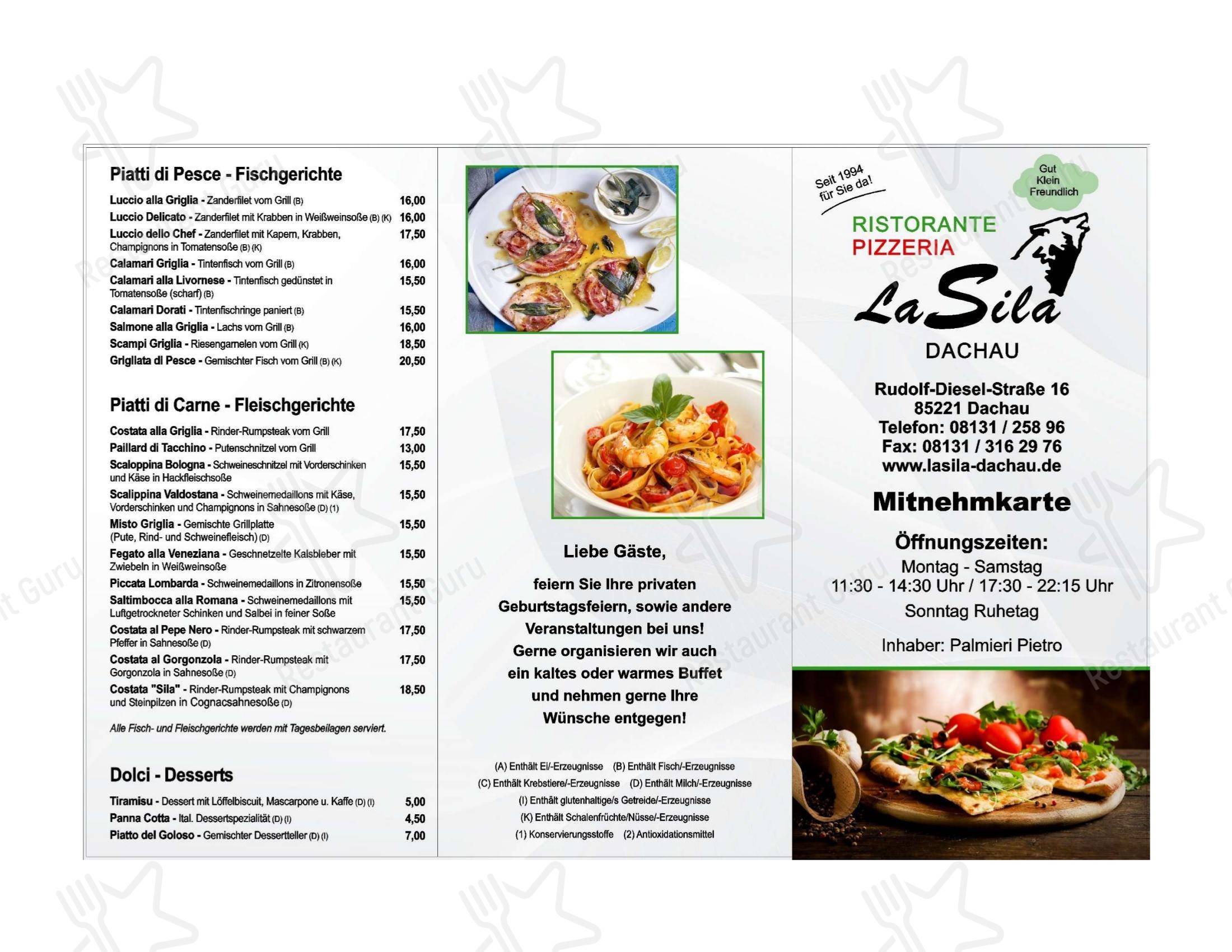 Speisekarte von La Sila restaurant, Dachau