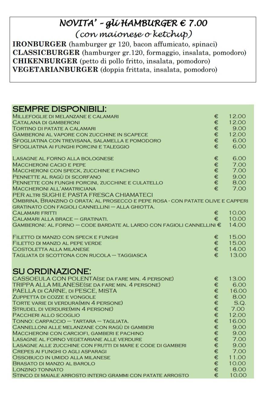 Menu da Ristorante Roma, Gessate