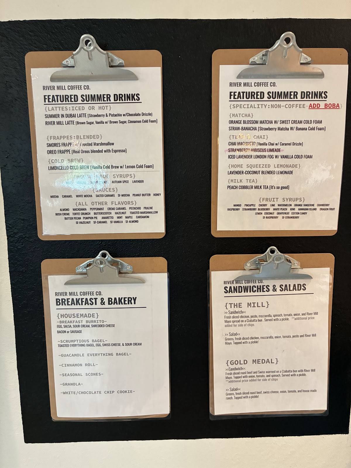 Menu at River Mill Coffee Co, Neligh