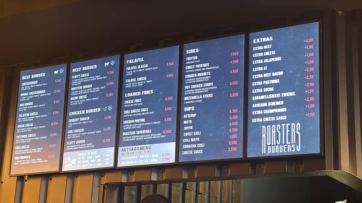 Speisekarte von Roasters Burgers Düsseldorf restaurant, Düsseldorf