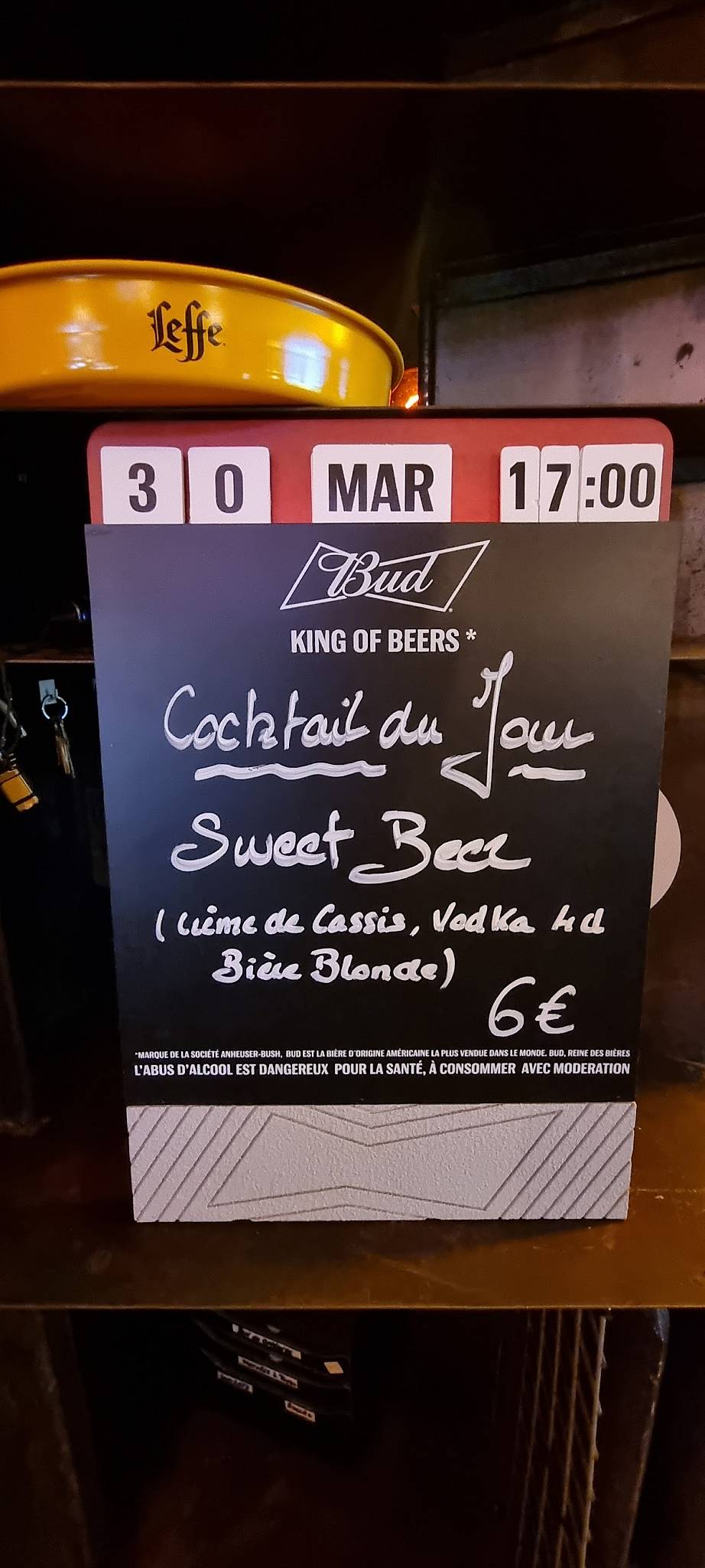 Menu au Rock Stadium restaurant, Paris