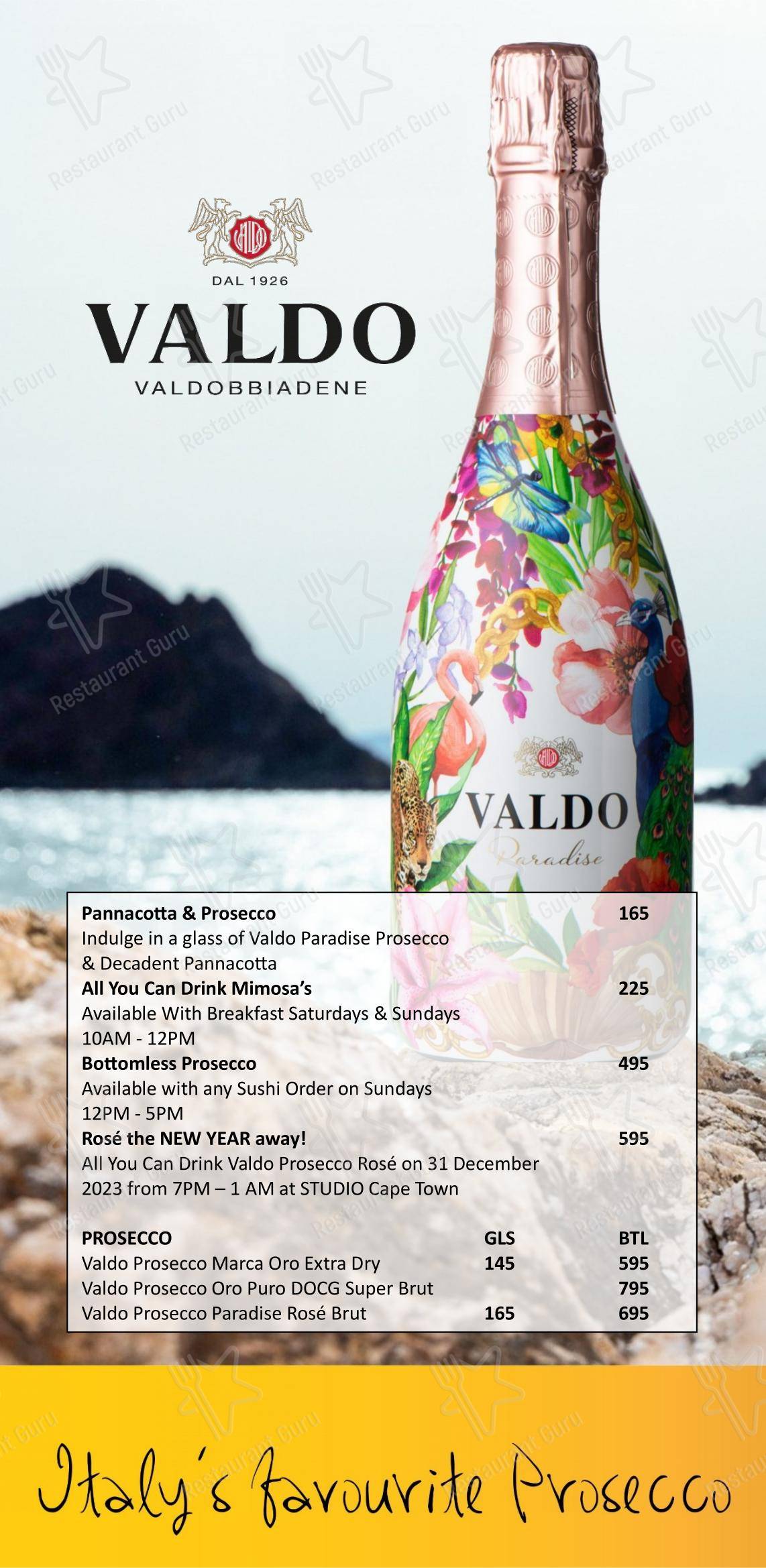 Menu at Rockefeller Hotel & Residence cafe, Cape Town