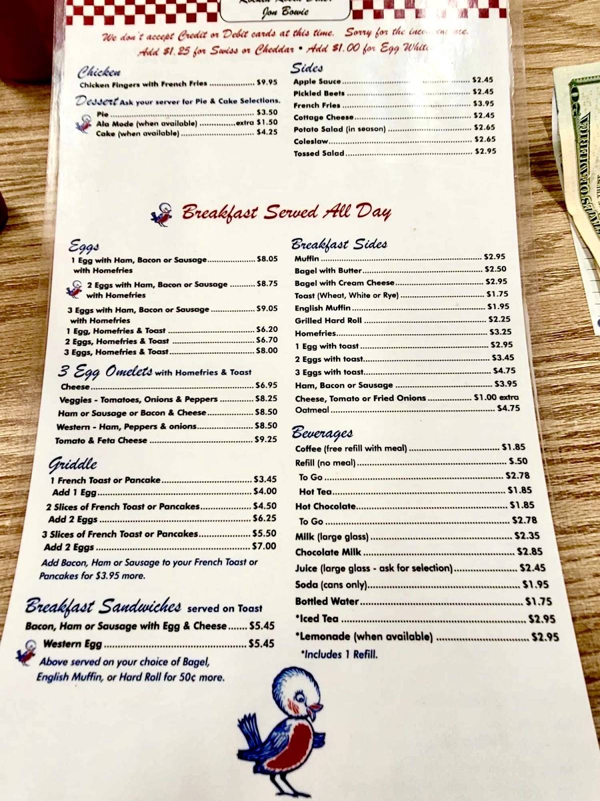 Menu at Rockin Robin Diner restaurant, Binghamton