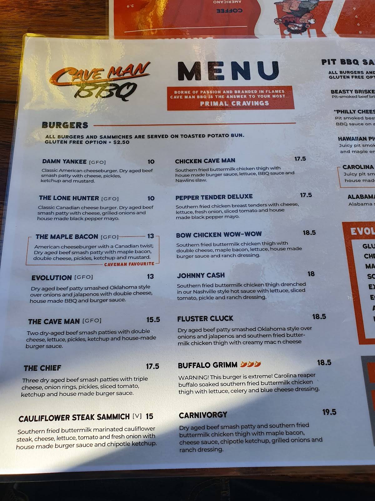 Menu at Caveman BBQ - Rockingham, Rockingham