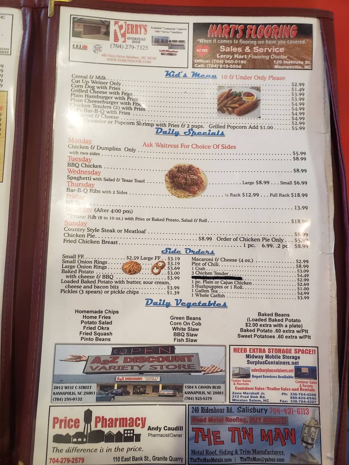 Menu at Johnny's Barbeque, Rockwell