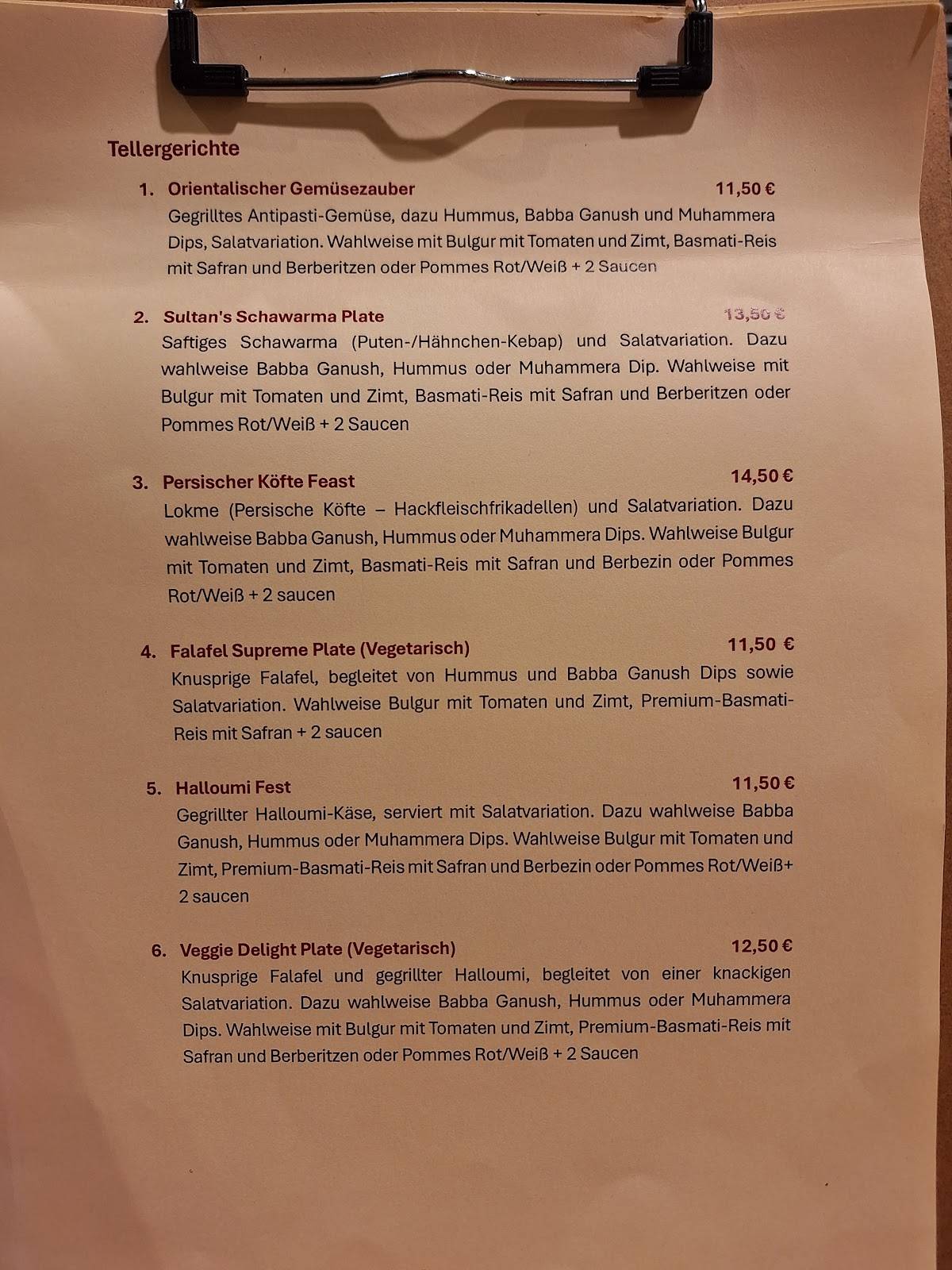 Speisekarte von Roja Oriental Food To Go restaurant, Weiden in der ...