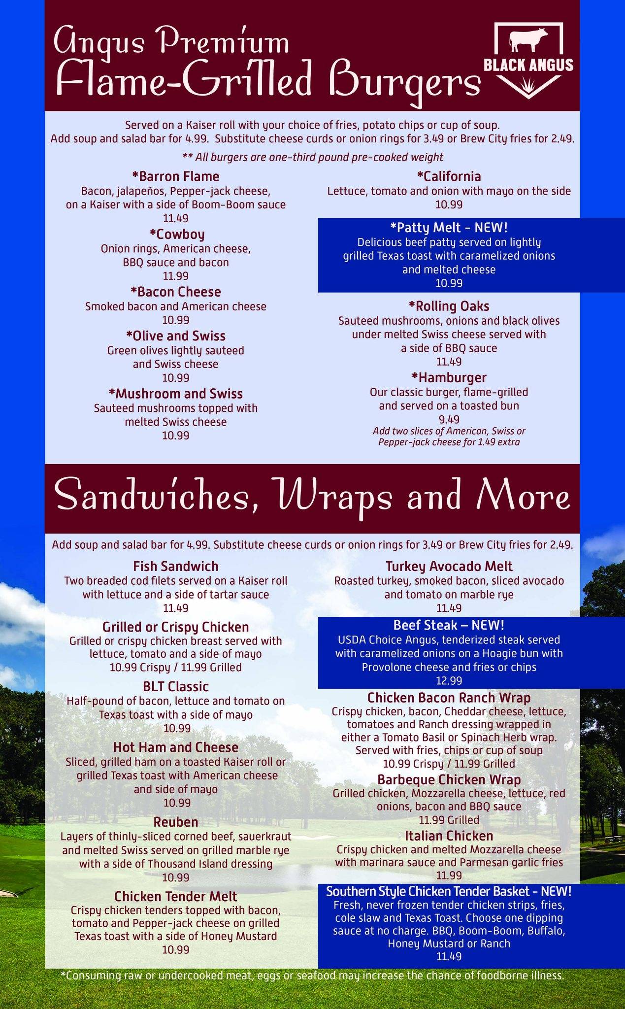 Menu at Rolling Oaks Supper Club, Lounge & Catering, Barron