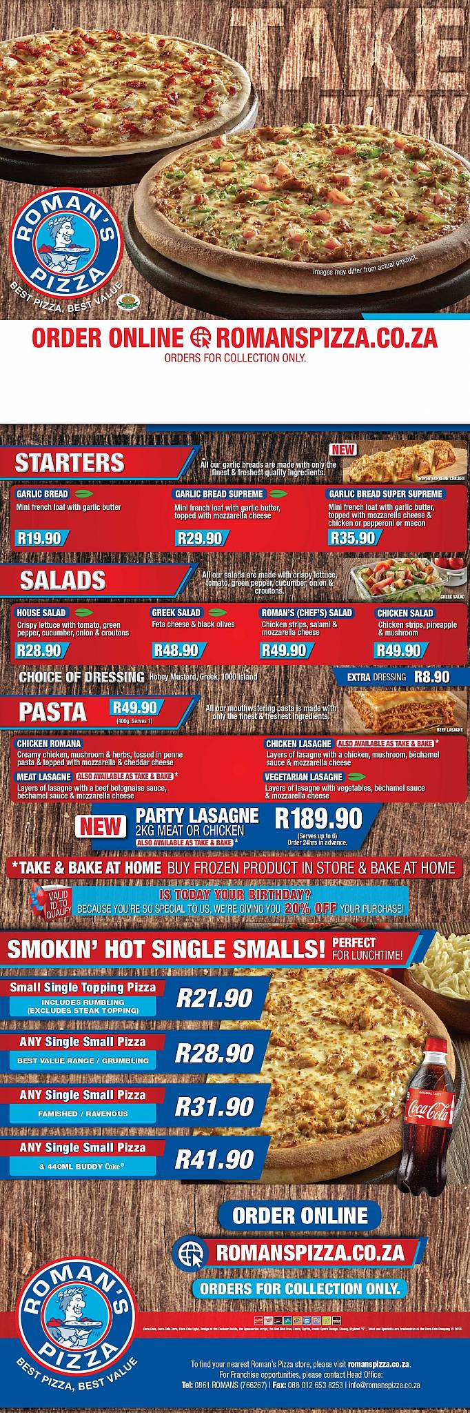 Menu at Roman's Pizza Chatsworth restaurant, Chatsworth, Chatsworth ...