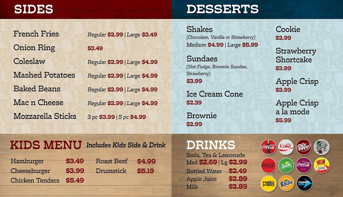 Menu at Roney's restaurant, Cleves