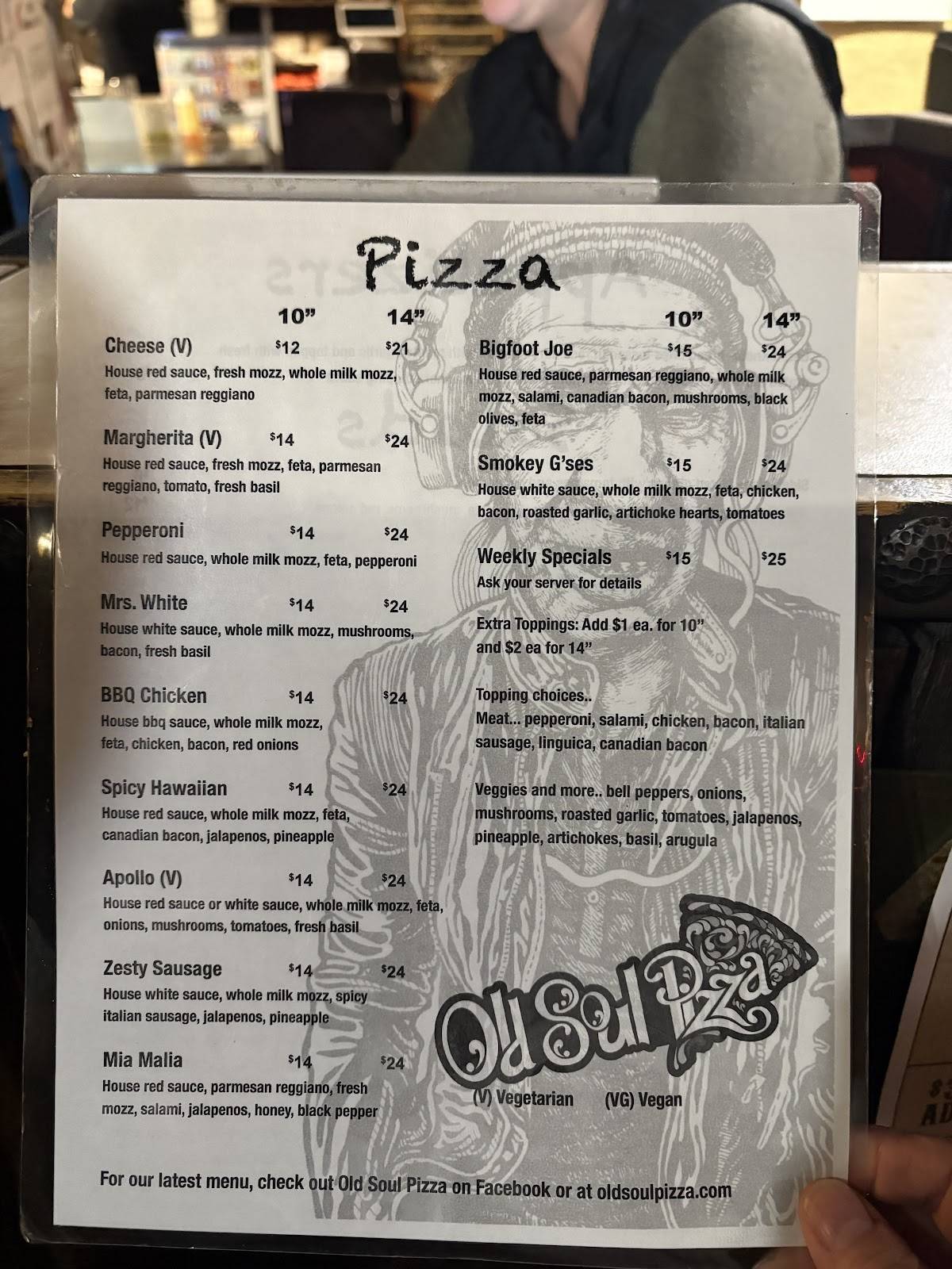 Menu at Old Soul Pizza pizzeria, Roseburg, 525 SE Main St
