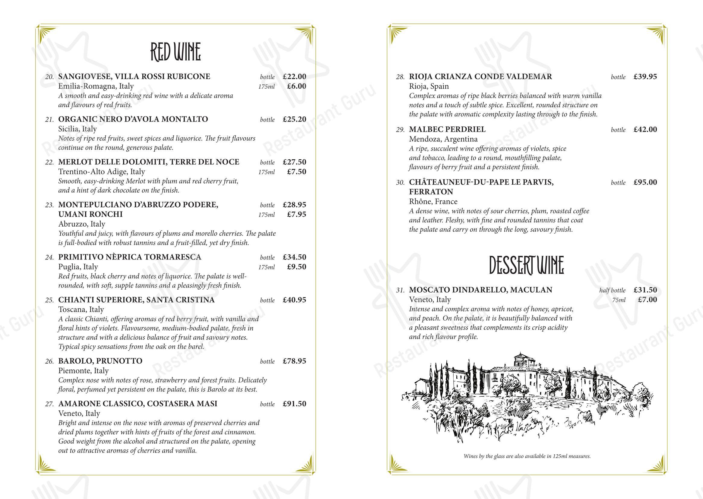 Menu at Rosello Restaurant, Albrighton