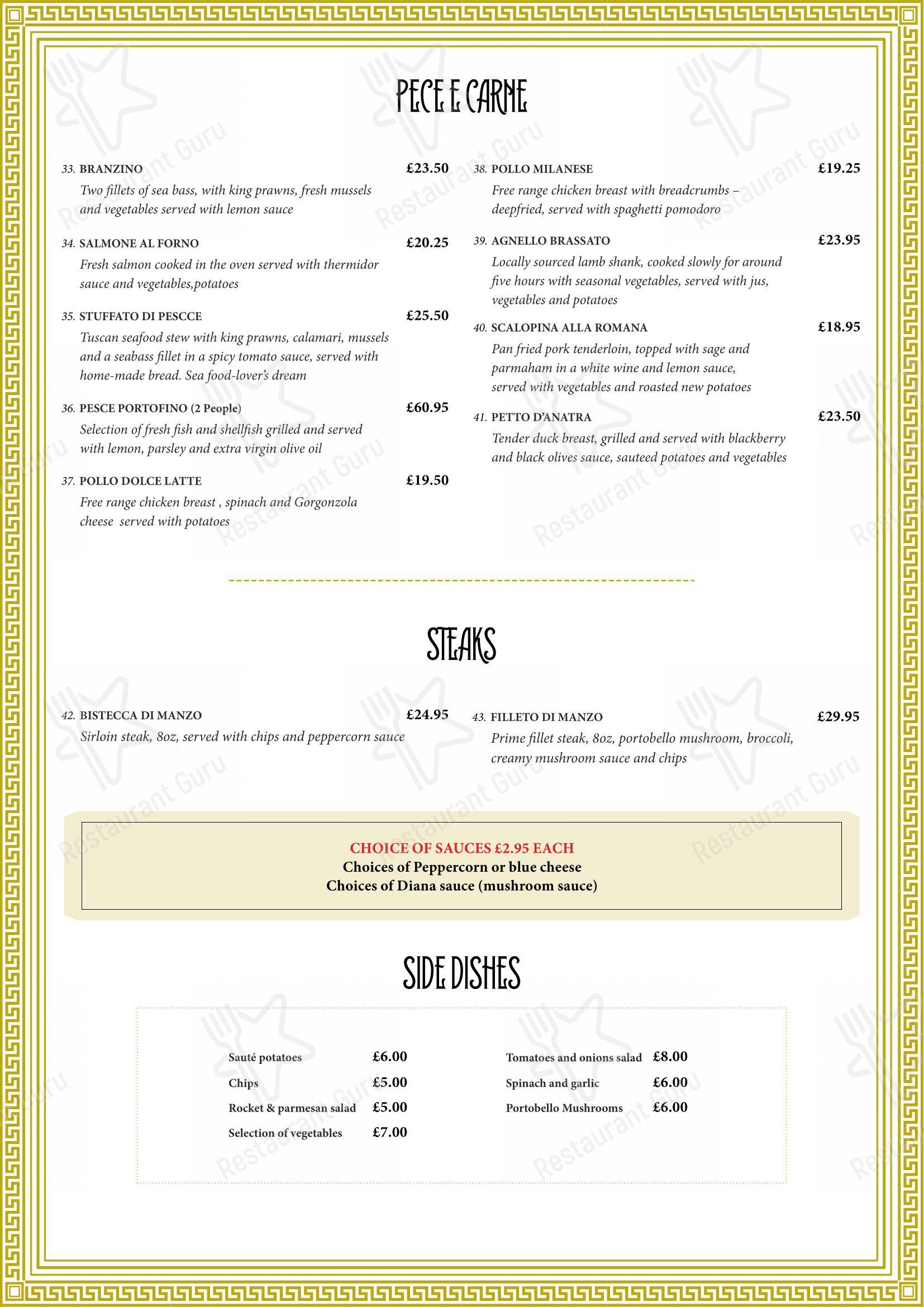 Menu at Rosello Restaurant, Albrighton