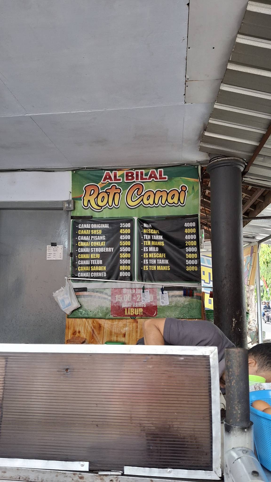 Menu at Roti Canai Al-Bilal restaurant, Ponorogo